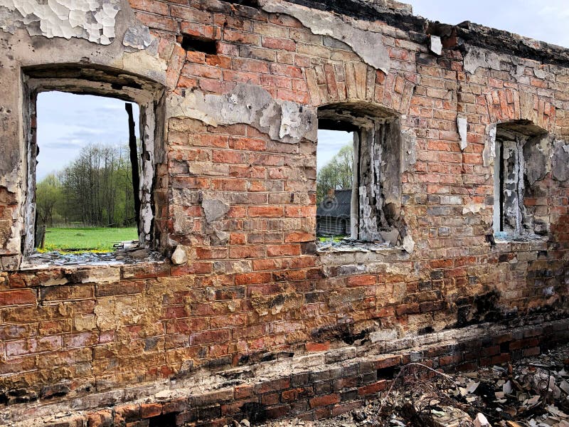 Burned House after Fire, Ruined Building Room Inside, Disaster or War ...