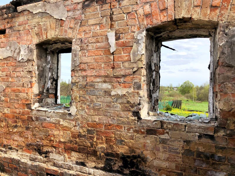 Burned House after Fire, Ruined Building Room Inside, Disaster or War ...