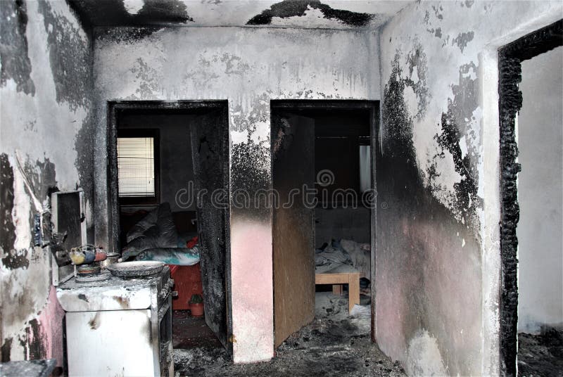 Burned House: Hallway and Rooms Stock Image - Image of abonded, indoor ...