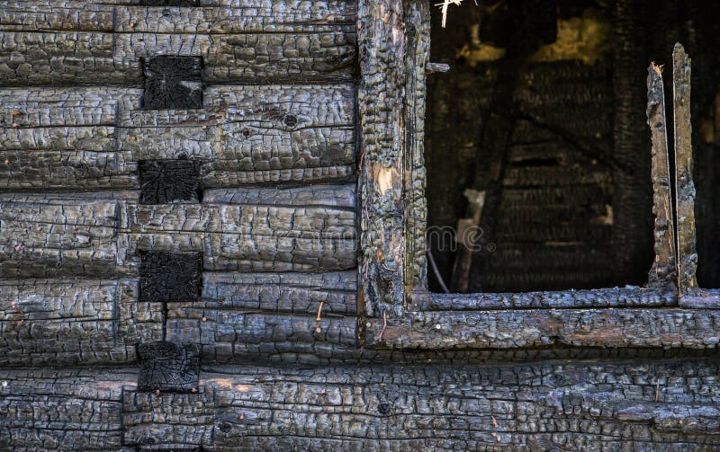Burned log wood house stock photo. Image of kopli, fire - 74149650