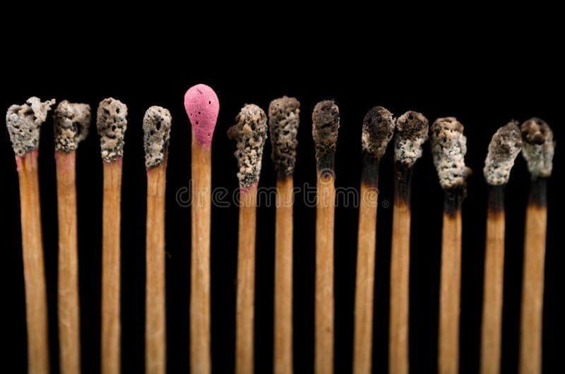 Burned Matchsticks Isolated on Black Background Stock Photo - Image of ...