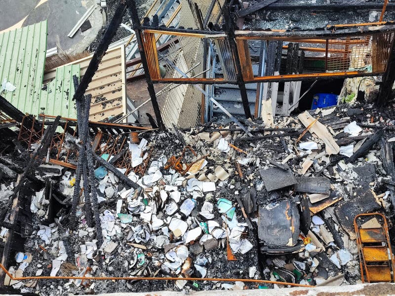 Burned Metal Structure after Fire by the Sea Stock Photo - Image of ...