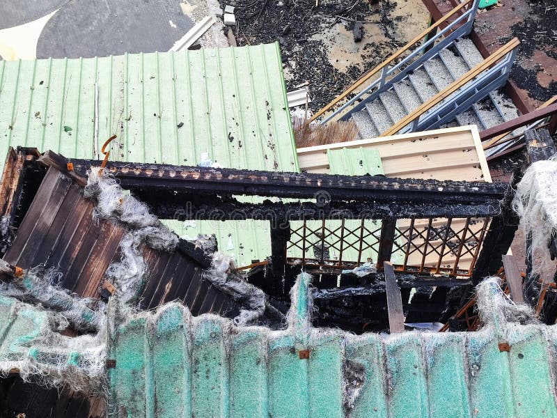 Burned Metal Structure after Fire by the Sea Stock Image - Image of ...