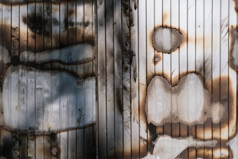 Burned Metal Wall after a Fire Stock Image - Image of metallic, gray ...