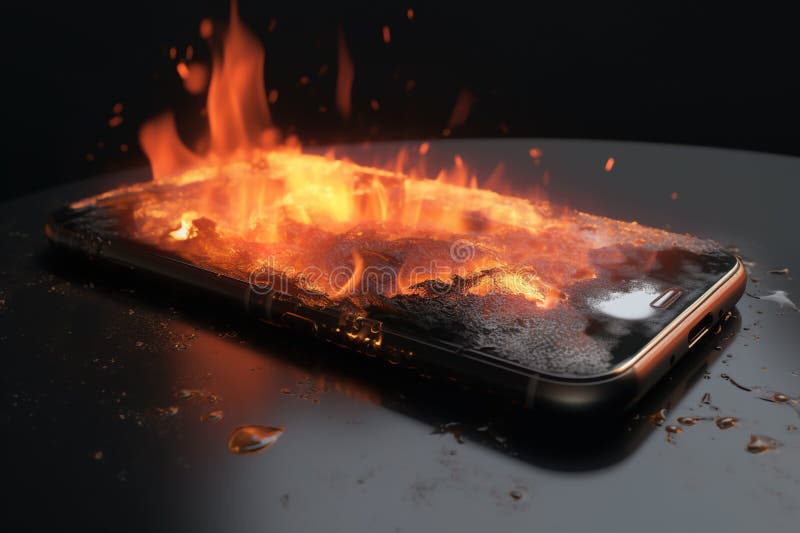 Burned Mobile Phone on the Table Created with Generative AI Technology ...