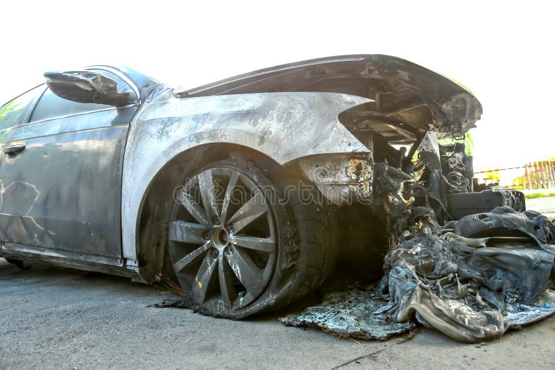 Burned out car stock photo. Image of vandalism, burned - 93862322