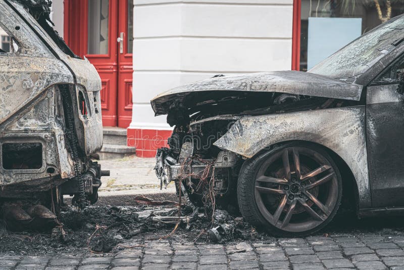 Burned out cars stock photo. Image of germany, blaze - 155272518
