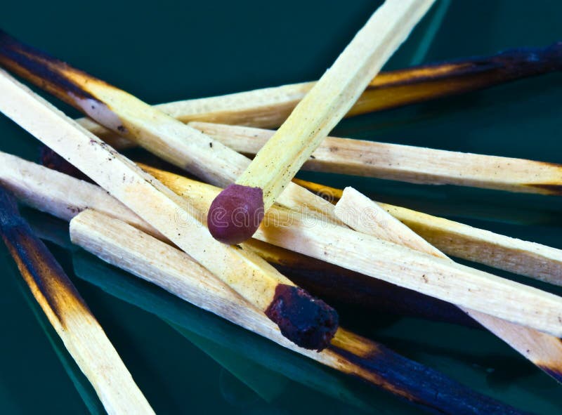 One Used Match and Many New Matches Stock Photo - Image of object, burn ...