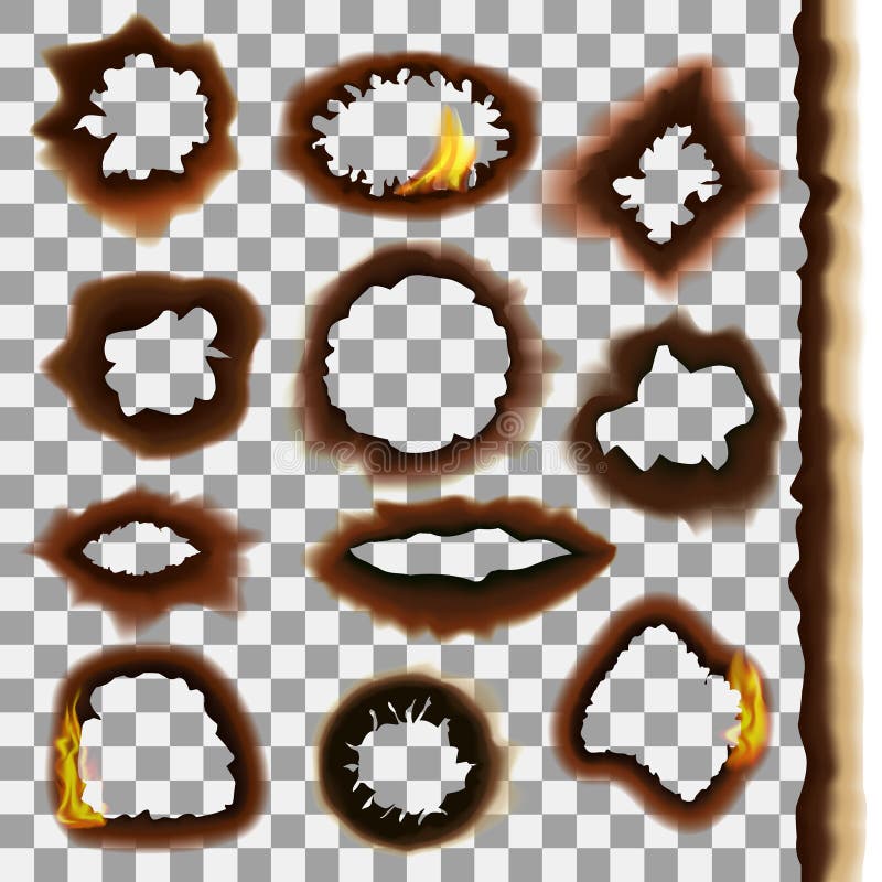Burned Paper on a Transparent Background Set. Vector Stock Vector ...