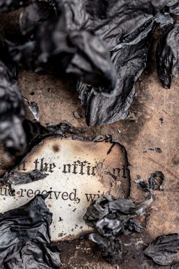 Burned Paperwork with Ashes Stock Photo - Image of cover, mystery ...