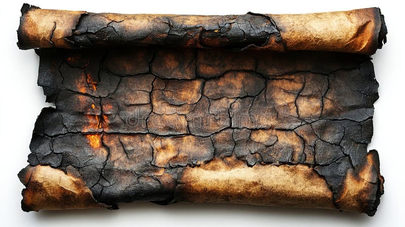 Burned Parchment Scroll Isolated on White Background Stock Illustration ...