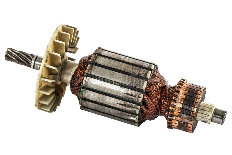 Old Damaged Rotor of Electric Motor, Isolated on White Stock Image ...