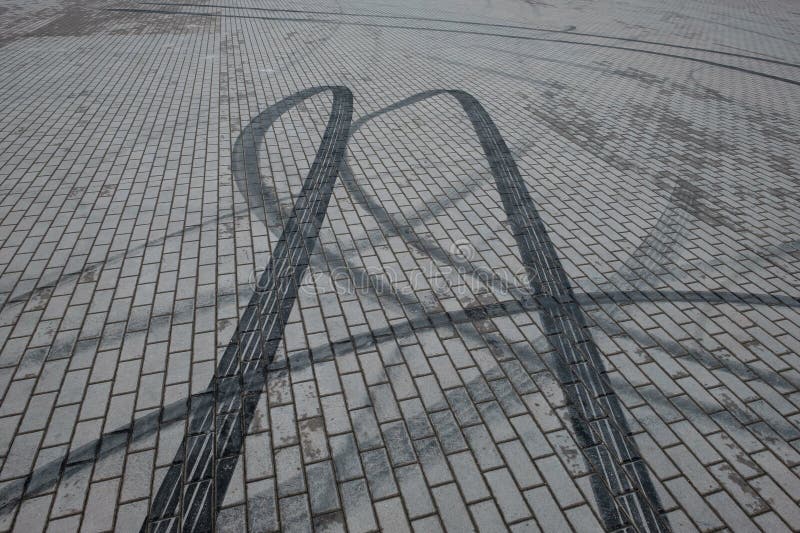 Burned Rubber Tire Track on an Asphalt Road Stock Photo - Image of bike ...