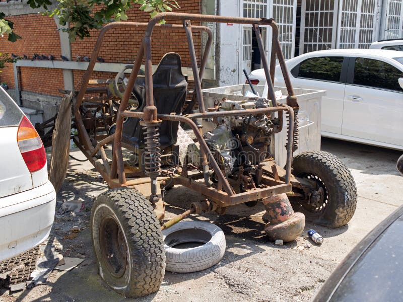 A Burned Rusty Abandoned SUV Vehicle 4x4 in the Street Stock Photo ...