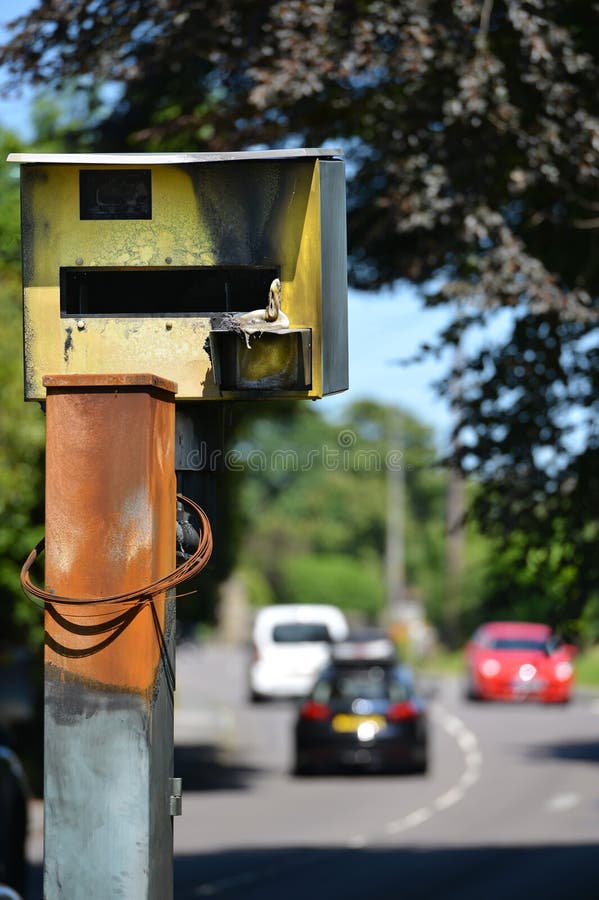 Burned speed camera stock image. Image of fire, vehicle - 75269415