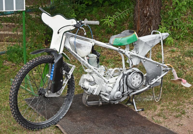Burned Motorcycle Laying on the Ground Metal Garbage Background Stock ...