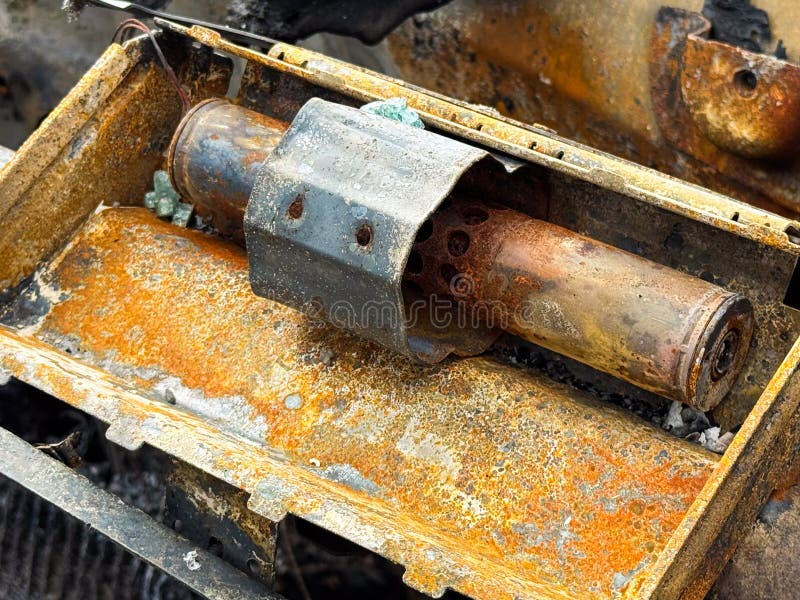 Burned Steering Column Lock from a Car with Heavy Rust and Fire Damage ...