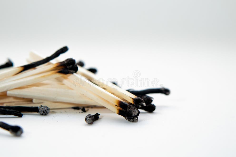 Burned Sticks on a White Background Stock Image - Image of arson, light ...