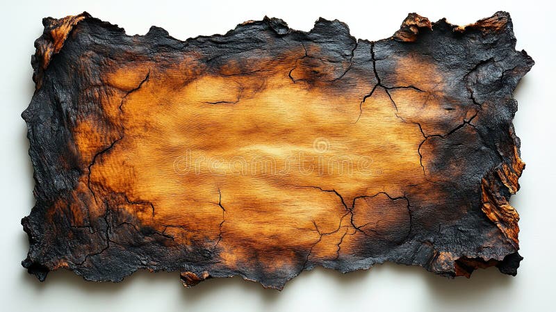 Burned, Textured, Rectangular Piece of Paper or Wood with Cracked ...