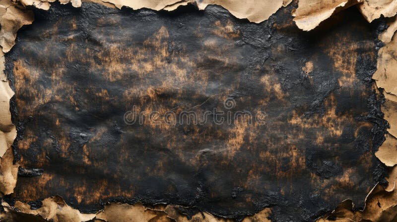 Burned and Torn Brown Paper with Black Splotches Stock Illustration ...