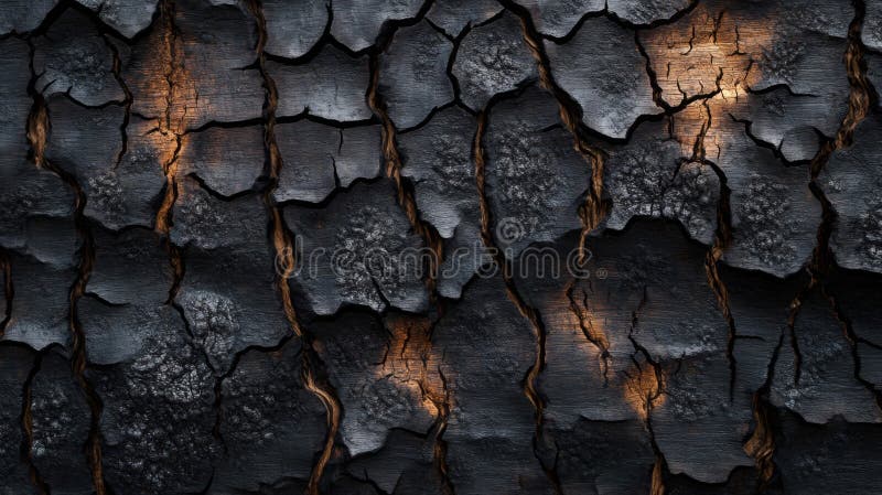 Burned Tree Bark Texture with Cracked Surface Stock Illustration - Illustration of rustic ...