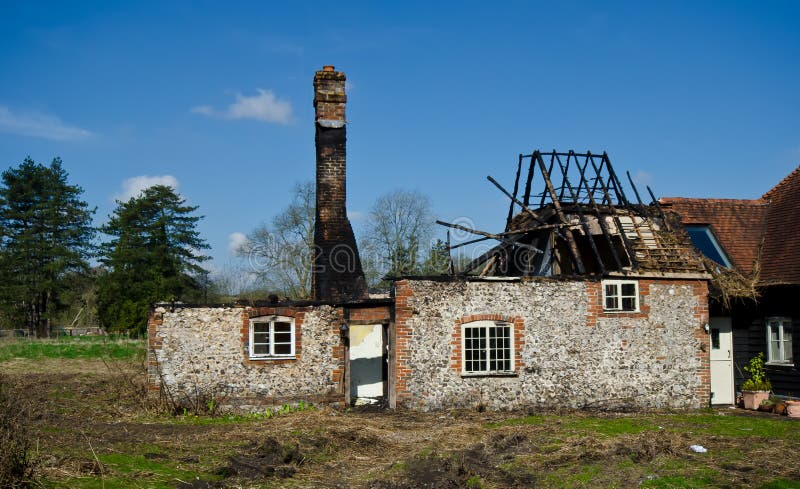 Burned village house stock photo. Image of messy, brick - 30605528