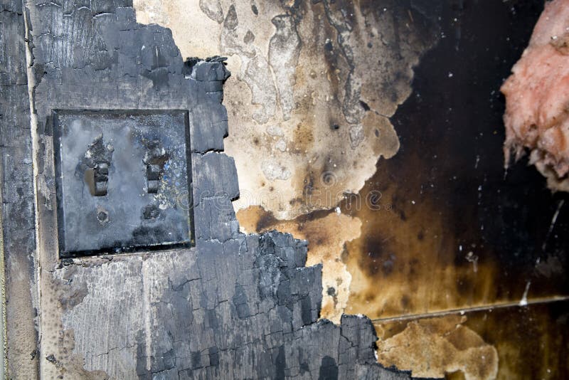 Burned Wall-aftermath of House Fire Stock Image - Image of paint ...