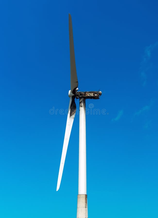 Burned wind turbine. stock photo. Image of industry, power - 53913850