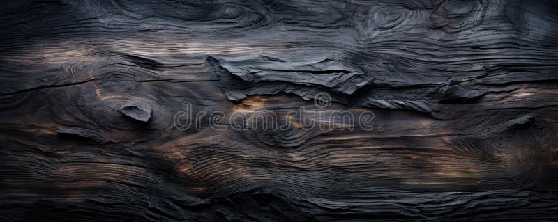 Burned Wood Texture Background, Banner with Charred Black Timber ...
