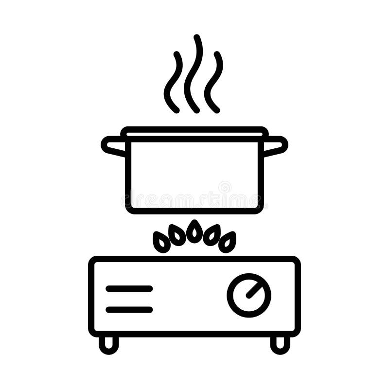 Burner Gas Stove Linear Logo Mark in Black and White Stock Vector ...