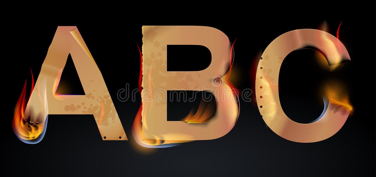 Fire and Ice Text,capital Letter, a To D Alphabet Stock Illustration ...