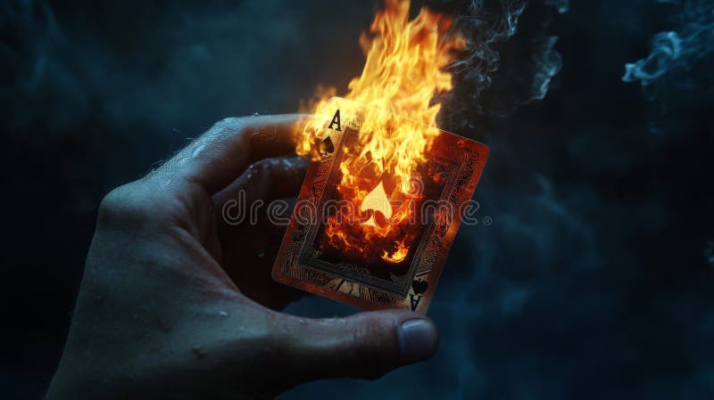 Burning Ace of Spades Card in a Dramatic Close-up Stock Photo - Image ...
