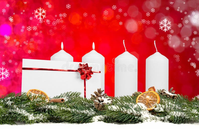 Burning Advent Candles on an Advent Arrangement with Envelope and ...