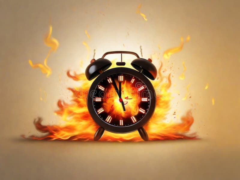 A Burning Alarm Clock the Concept of Rush Hour.generative AI Stock ...