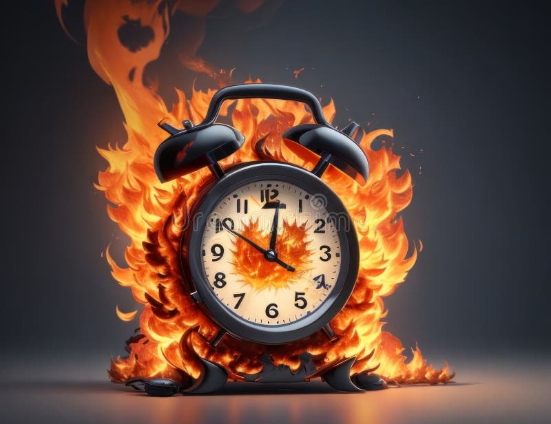 A Burning Alarm Clock the Concept of Rush Hour.generative AI Stock ...