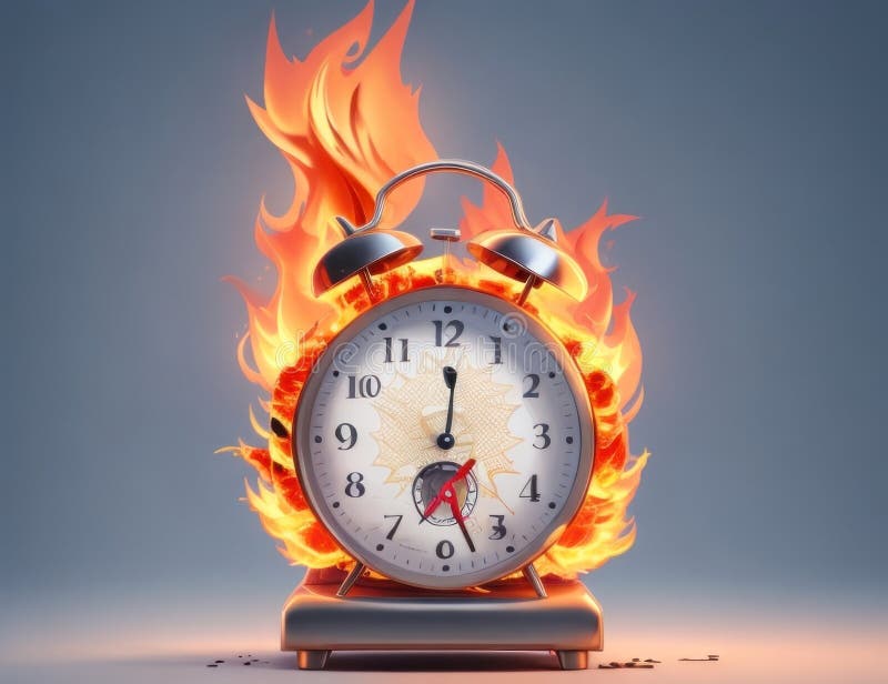A Burning Alarm Clock the Concept of Rush Hour.generative AI Stock ...