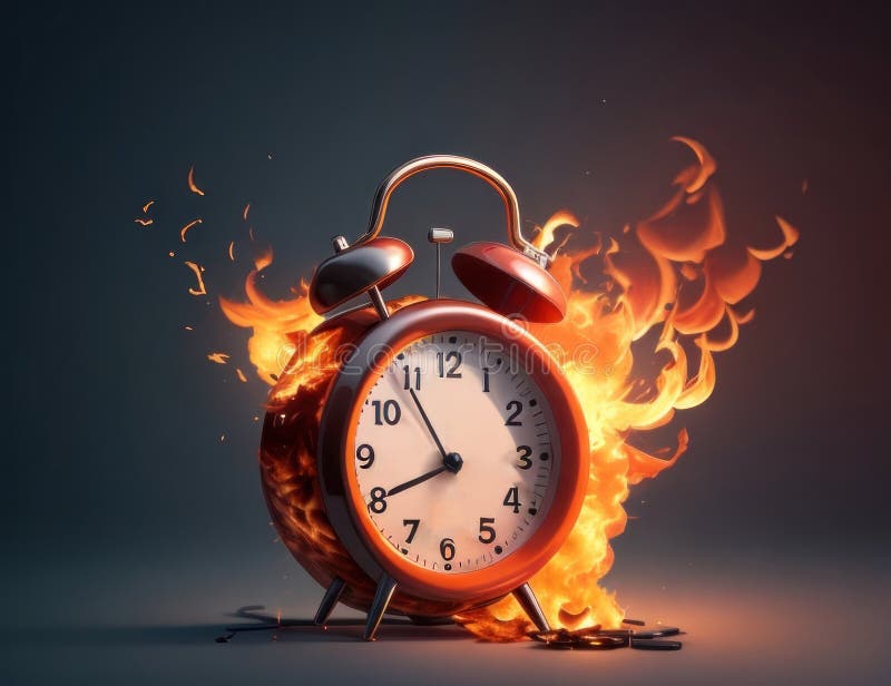 A Burning Alarm Clock the Concept of Rush Hour.generative AI Stock ...