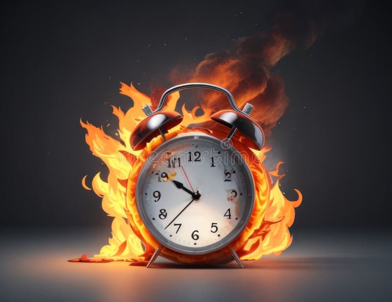 A Burning Alarm Clock the Concept of Rush Hour.generative AI Stock ...