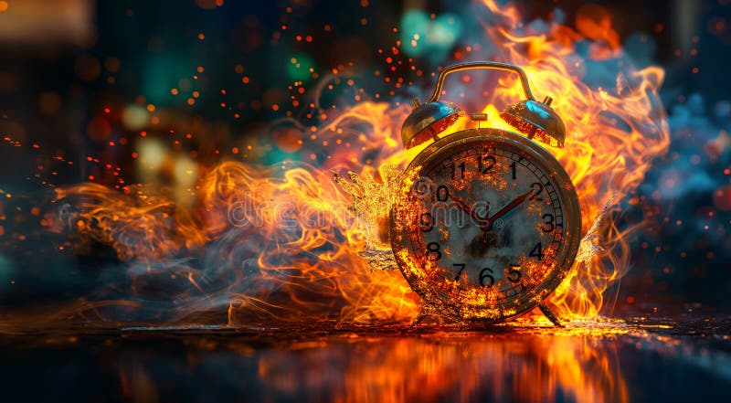 Burning Alarm Clock Image Representation the Stress and Urgency of Rush ...
