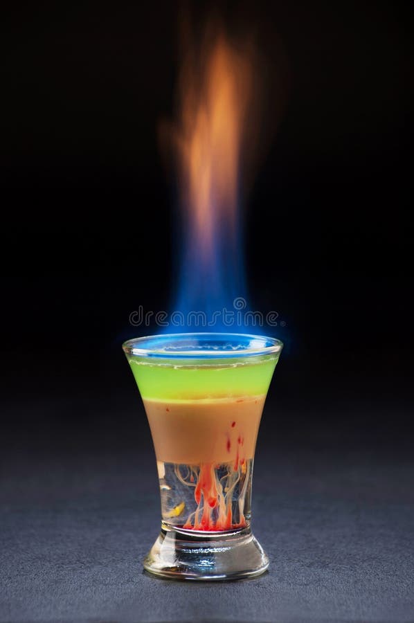 Burning Alcoholic Cocktail. Stock Photo - Image of alcoholic, shots ...