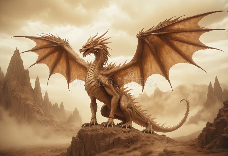 Burning Angel Dragon Wings, Dark Atmospheric Mood Stock Illustration ...