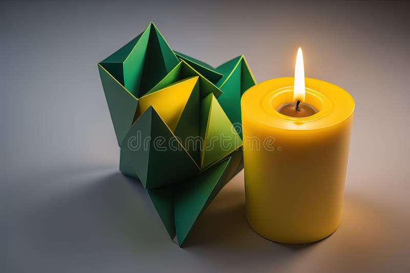 Burning Aroma Candle on Wooden Table Against Solid Color Background ...