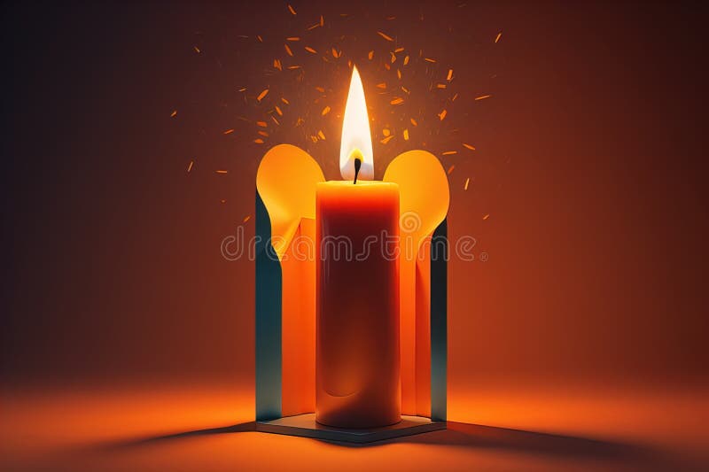 Burning Aroma Candle on Wooden Table Against Solid Color Background ...