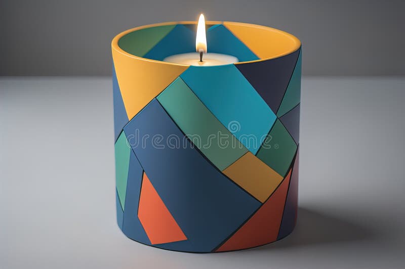 Burning Aroma Candle on Wooden Table Against Solid Color Background ...