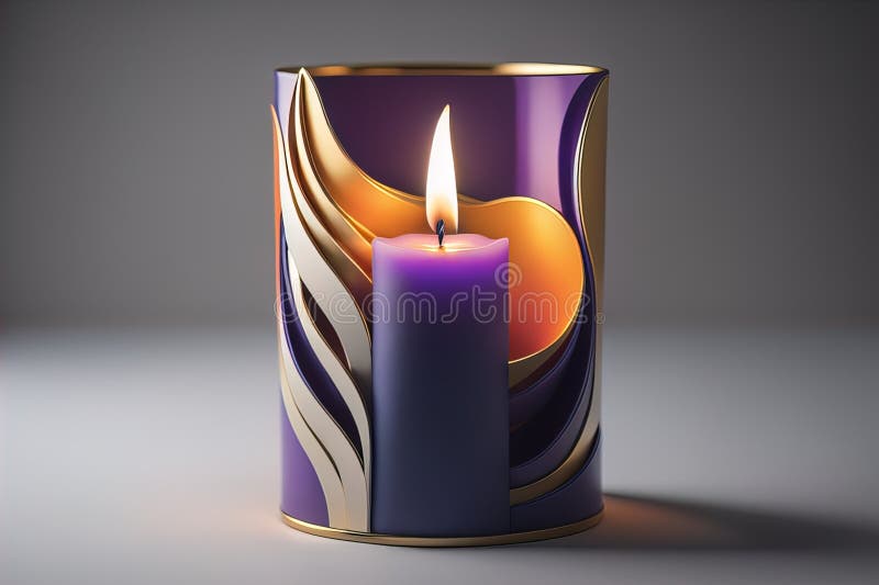 Burning Aroma Candle on Wooden Table Against Solid Color Background ...