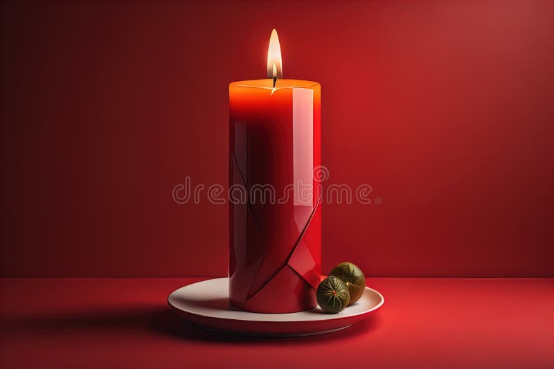 Burning Aroma Candle on Wooden Table Against Solid Color Background ...