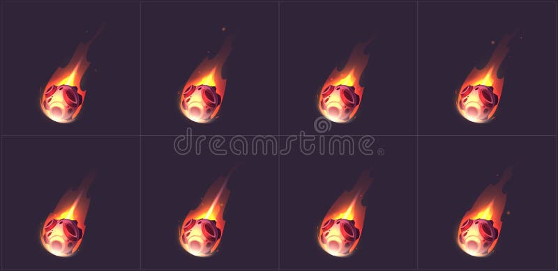 Burning Asteroid Animation Sequence Stock Vector - Illustration of ...