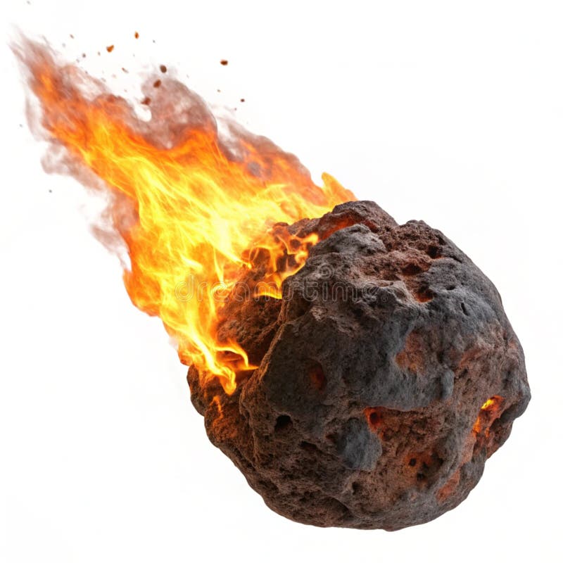 Burning Asteroid Isolated on White Background Stock Illustration - Illustration of rock, science ...