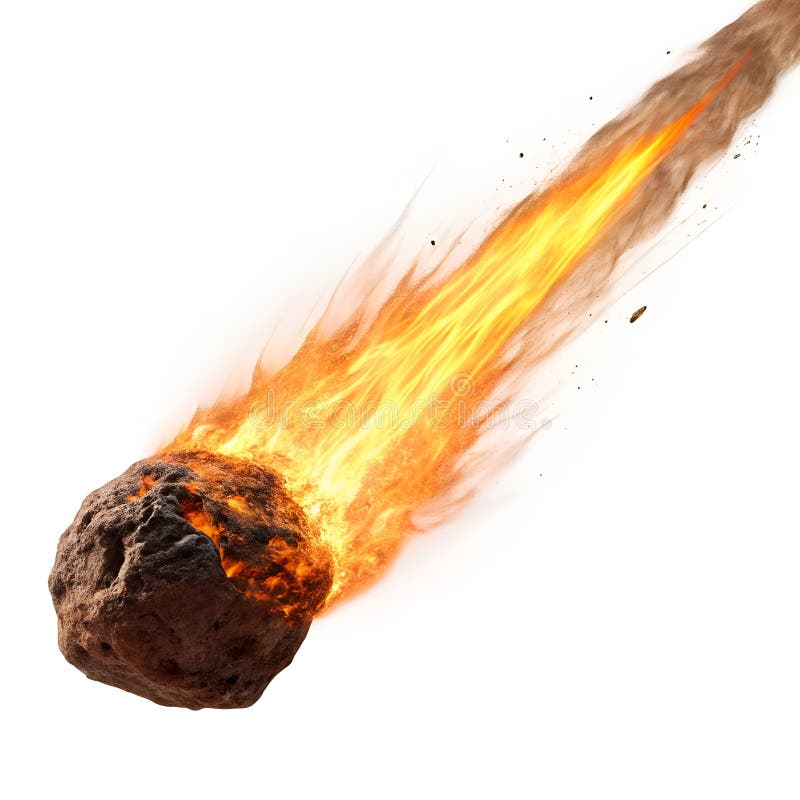 Burning Asteroid Isolated on White Background Stock Illustration - Illustration of white, scifi ...