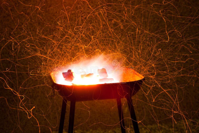 Burning barbecue grill stock photo. Image of food, fire - 19558830